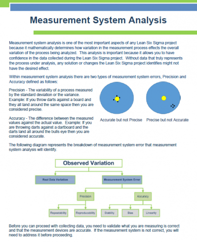 MEASUREMENT SYSTEM ANALYSIS - My Six Sigma Trainer